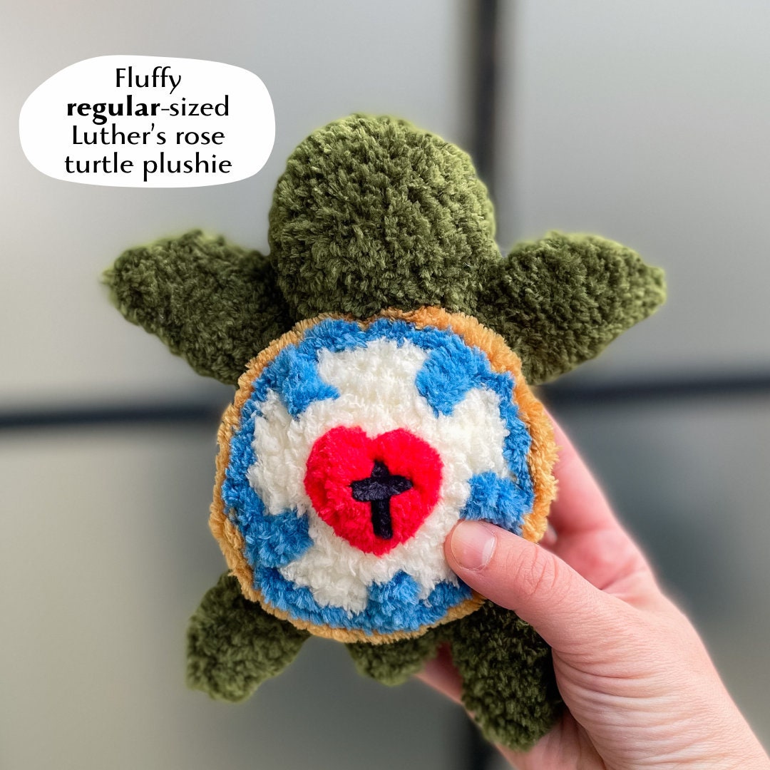 New Fluffy Crochet Amigurumi Sea Turtle Stuffie With Luther's Rose on ...
