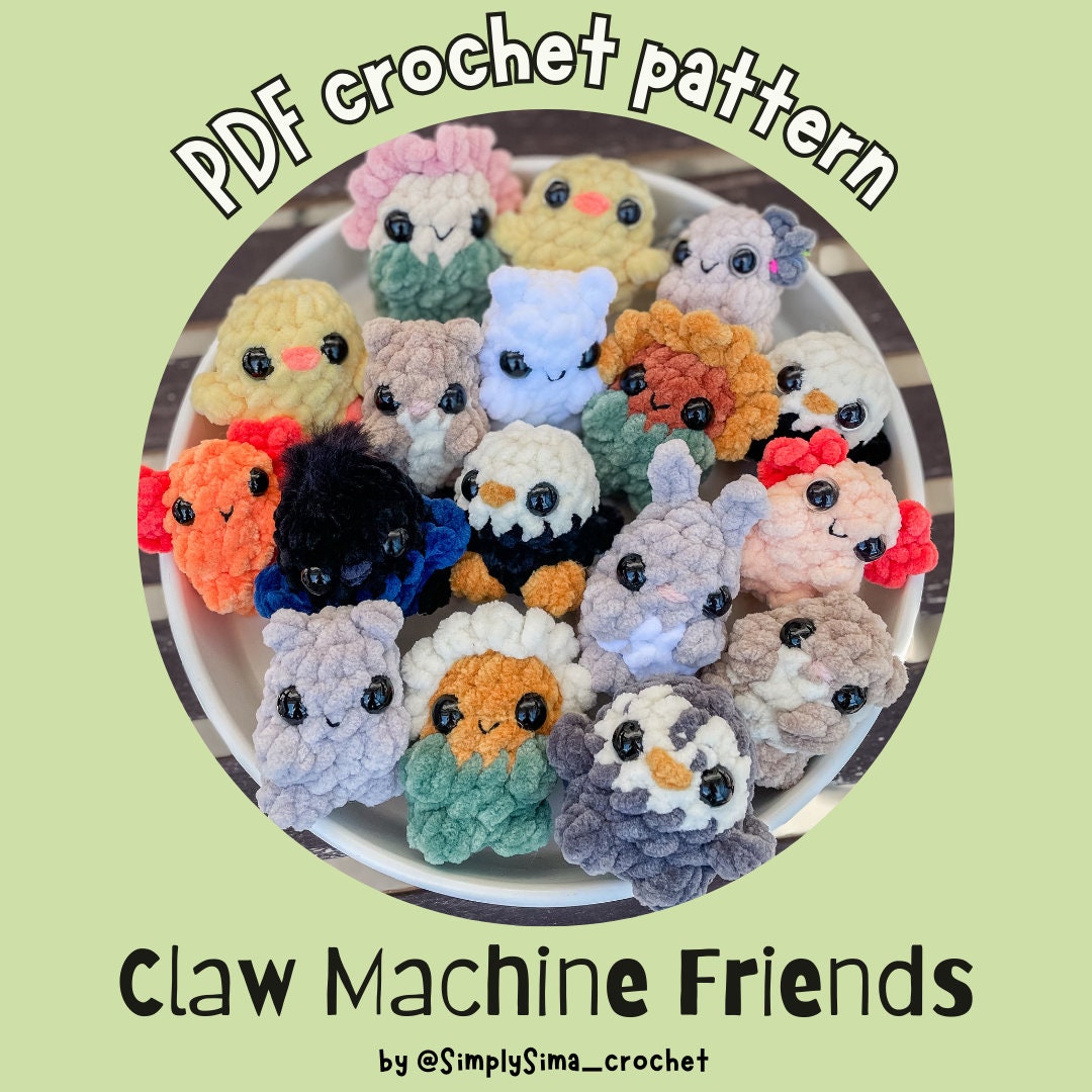 Crochet Pattern Claw Machine Friends, No-sew, Tiny Size Pets Axolotl ...