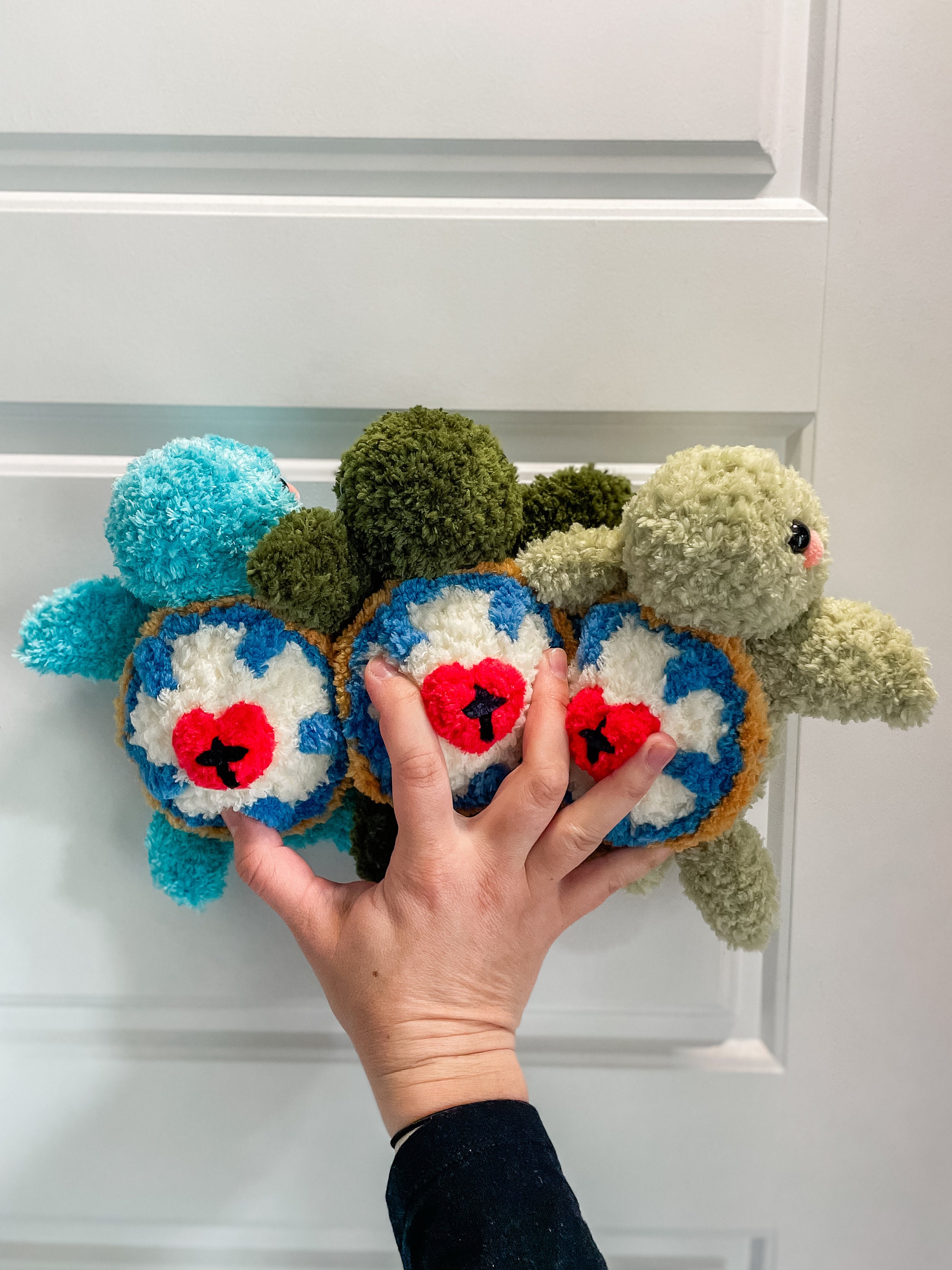 New Fluffy Crochet Amigurumi Sea Turtle Stuffie With Luther's Rose on ...