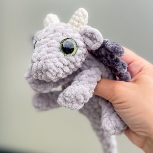 One Crochet Small Baby Dragon Plushie, Handmade Stuffie, Personalised Colours, Amigurumi Toy ...