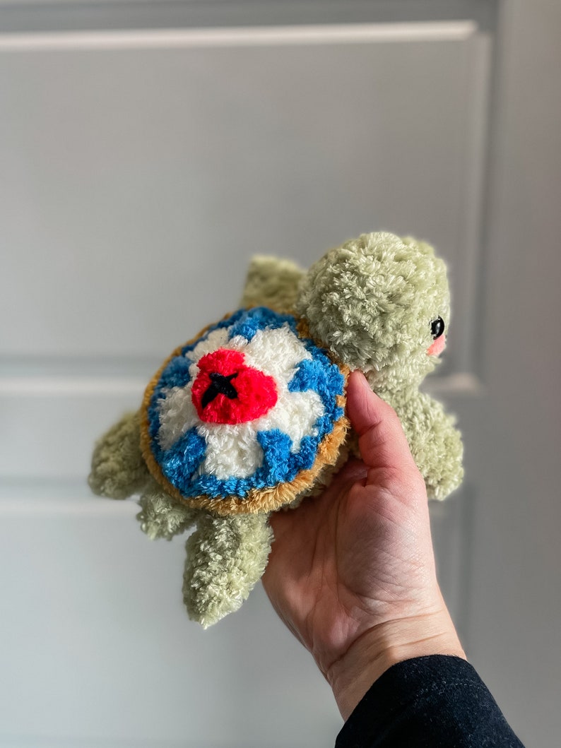 New Fluffy Crochet Amigurumi Sea Turtle Stuffie With Luther's Rose on ...
