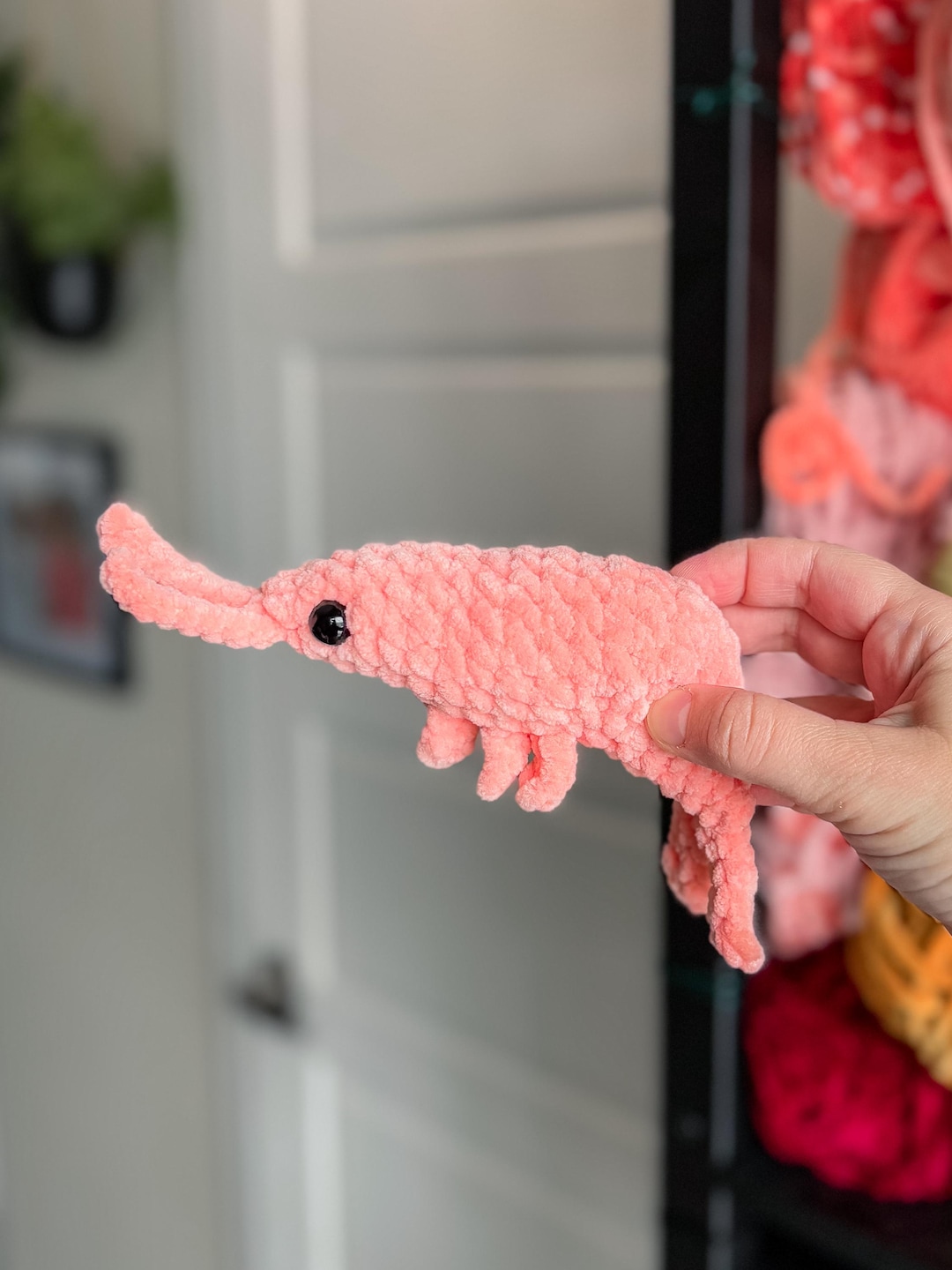 Crochet Small Shrimp Plushie, Handmade Prawn Stuffie, Personalised ...