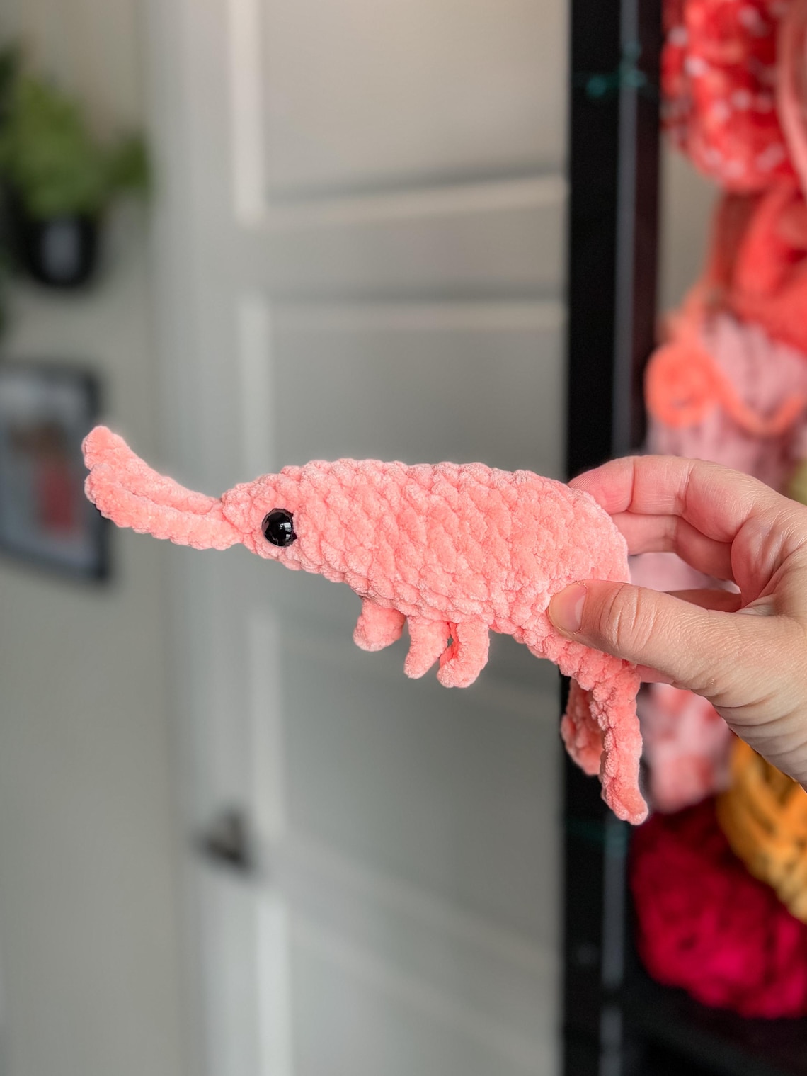 Crochet Small Shrimp Plushie, Handmade Prawn Stuffie, Personalised ...