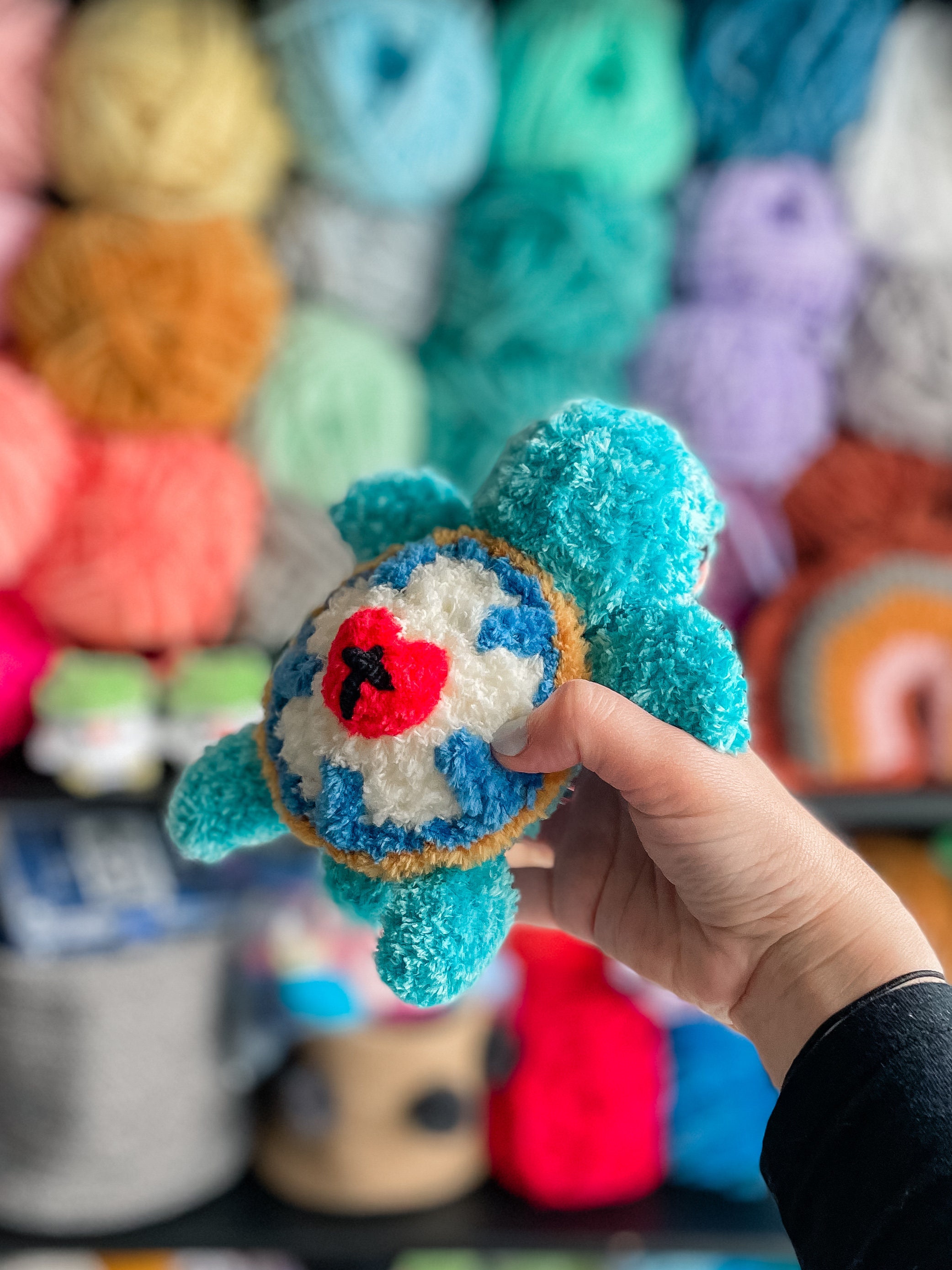 New Fluffy Crochet Amigurumi Sea Turtle Stuffie With Luther's Rose on ...