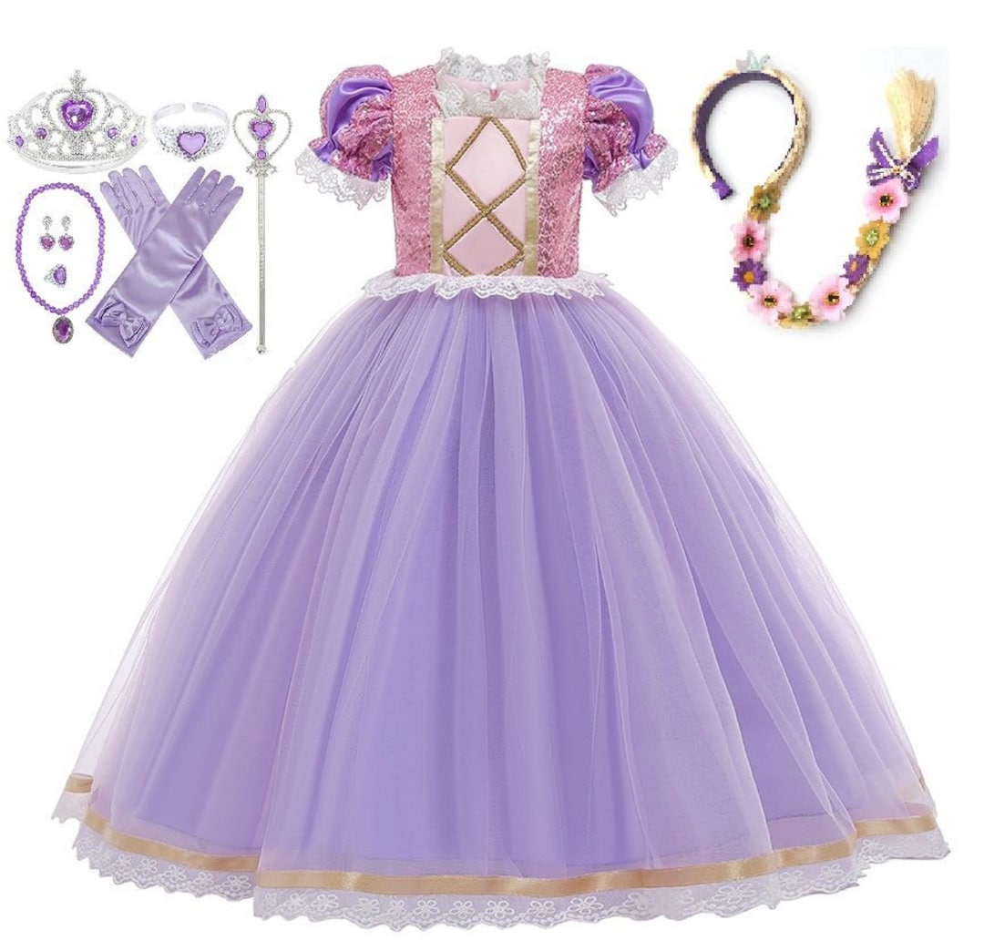 Sequin Purple Tangled Rapunzel Princess Dress Costume With - Etsy