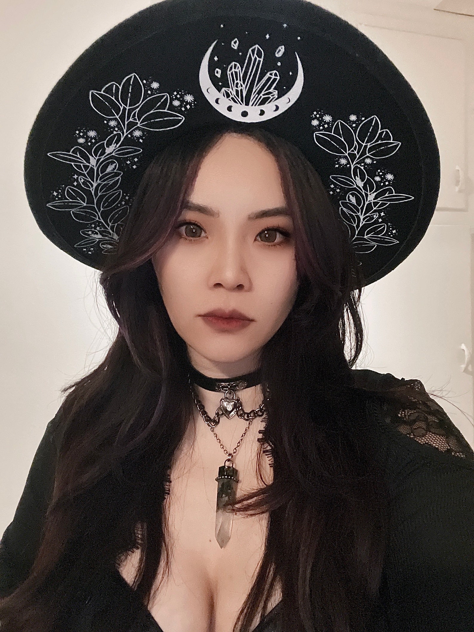 Crystal Moon Vegan Felt Fedora: Gothic Witch Hat - Etsy