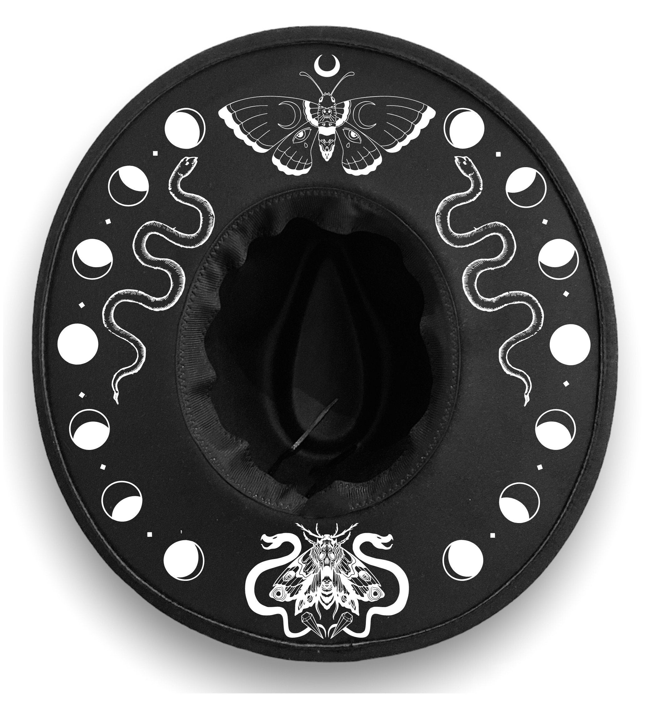 Moth Snake Gothic Fedora Wide Brim Hat, Witch Hat, Fairy Fairies Gothic ...