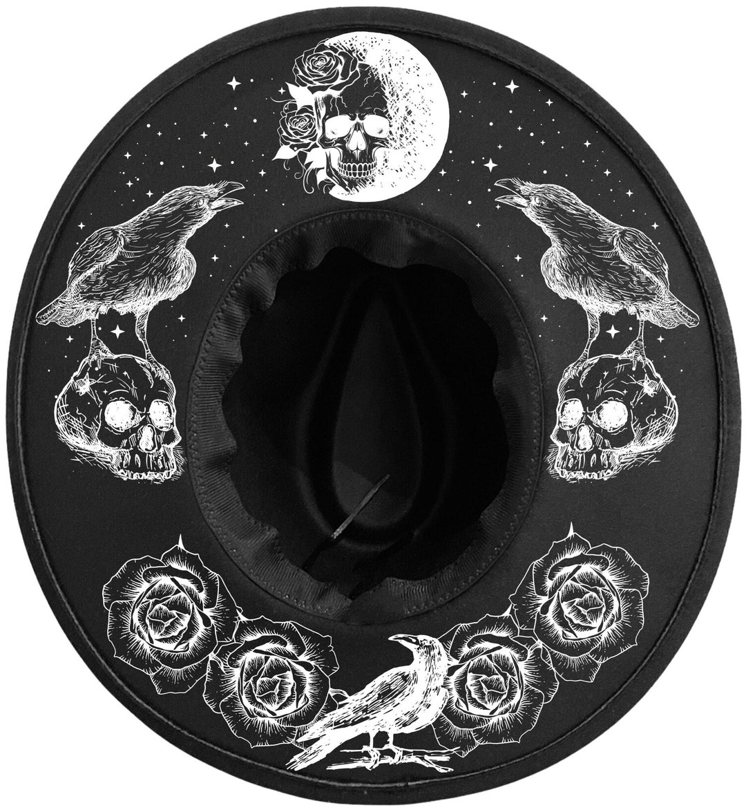 Midnight Crow Fedora Wide Brim Hat, Witch Hat, Fairy Fairies Gothic ...