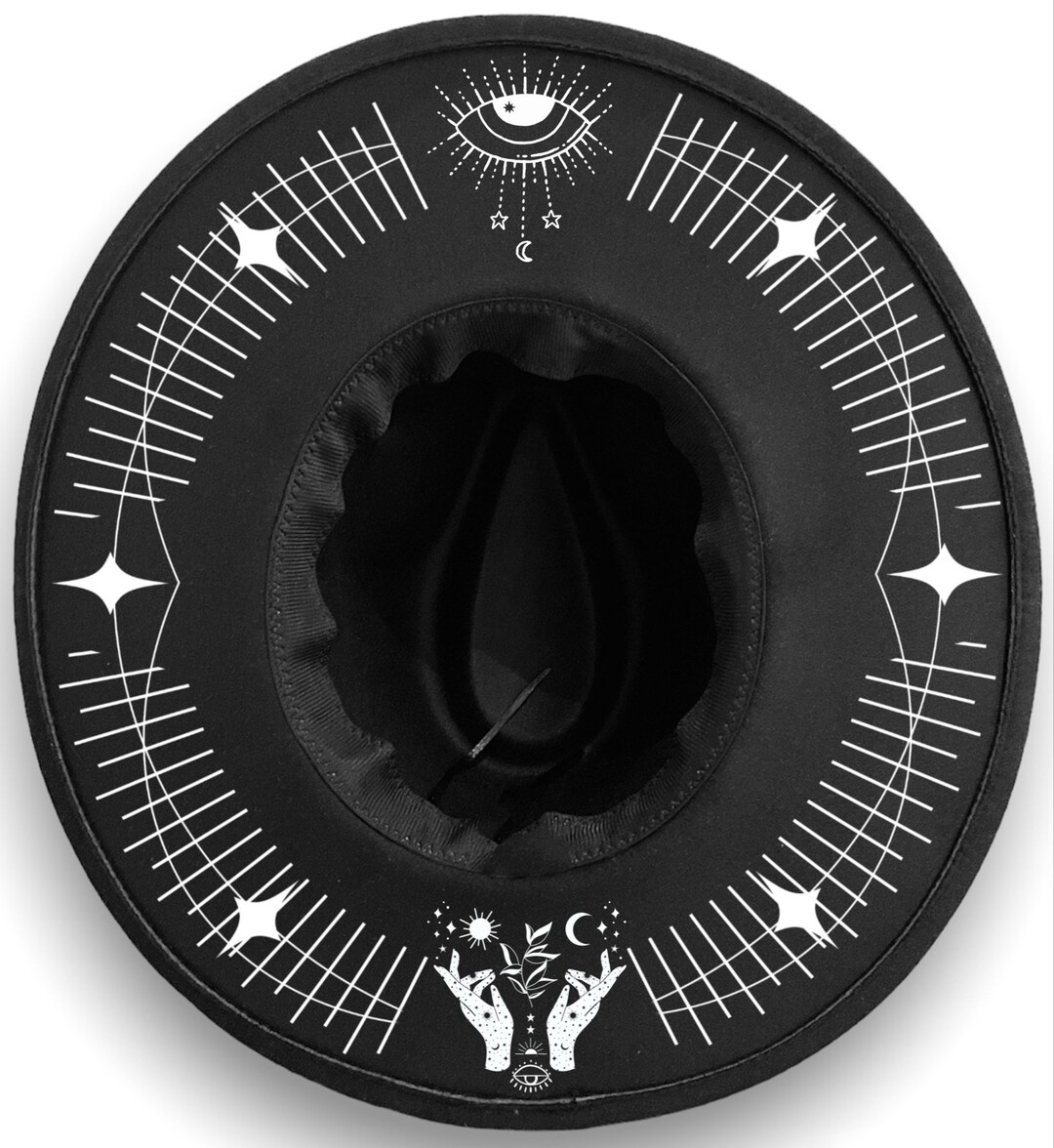 Evil Eye Starlight Vegan Felt Fedora: Gothic Witchy Wide Brim Hat - Etsy