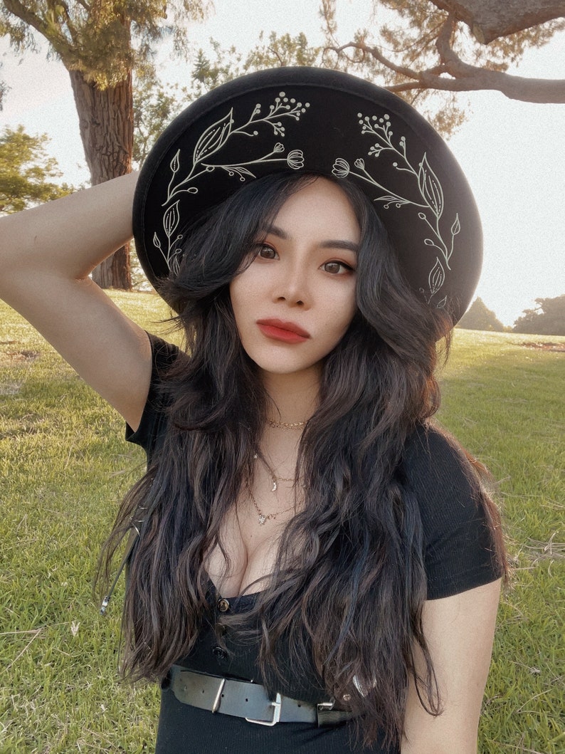 Floral Fedora Hat, Gothic Witchy Festival, Vegan Felt - Etsy