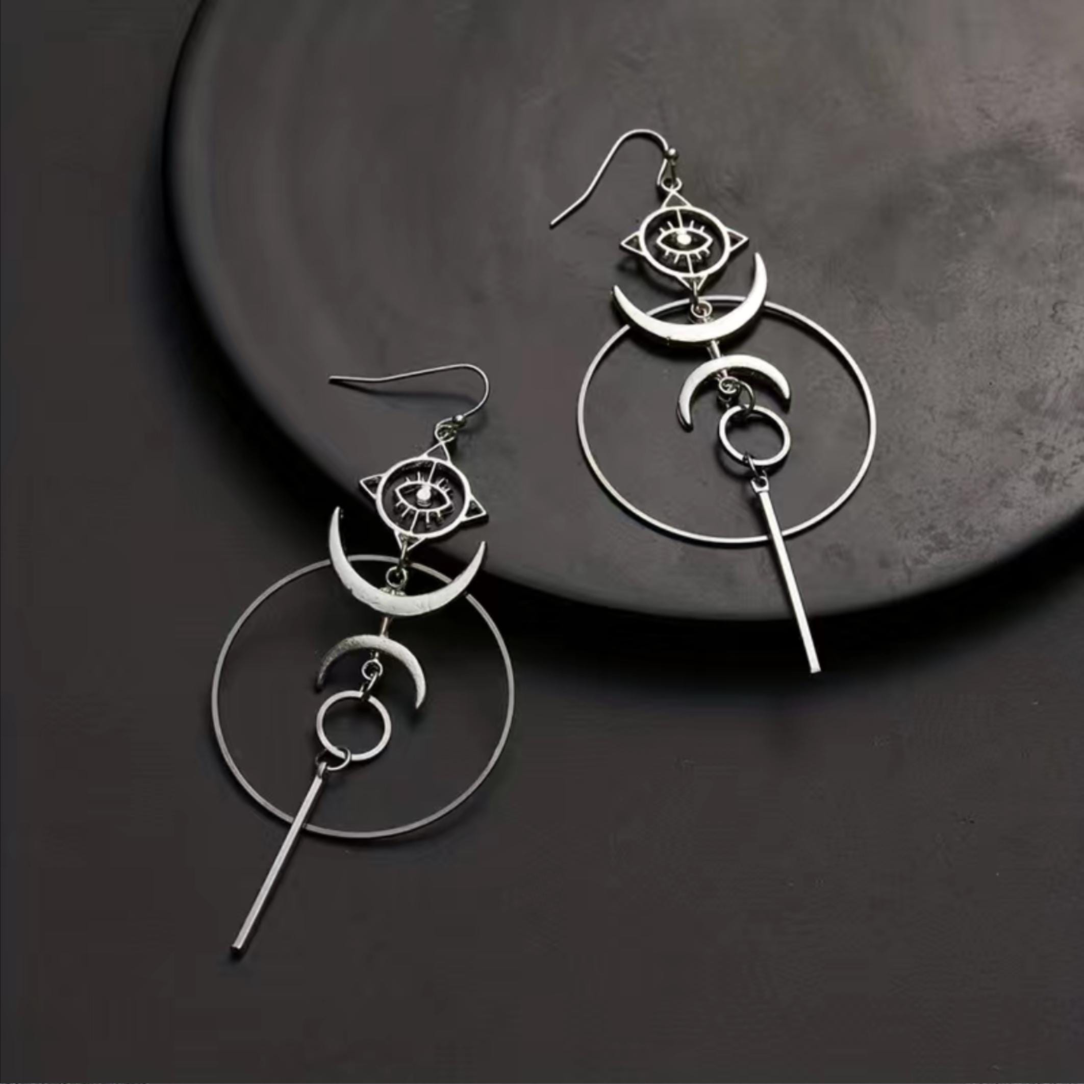Evil Eye Crescent Moon Earing - Etsy