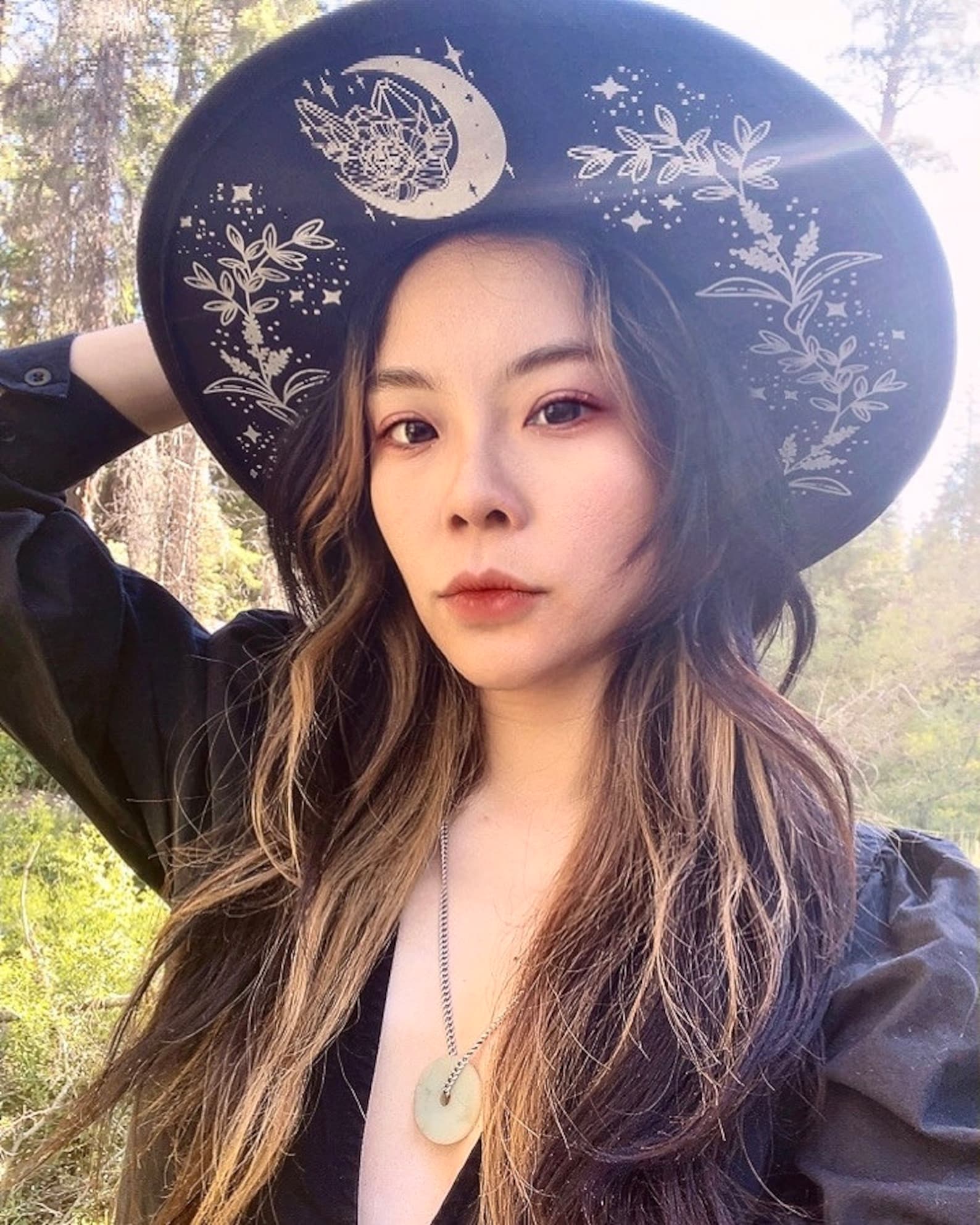 Floral Moon Crystal Fedora Wide Brim Hat, Witch Hat, Fairy Fairies ...