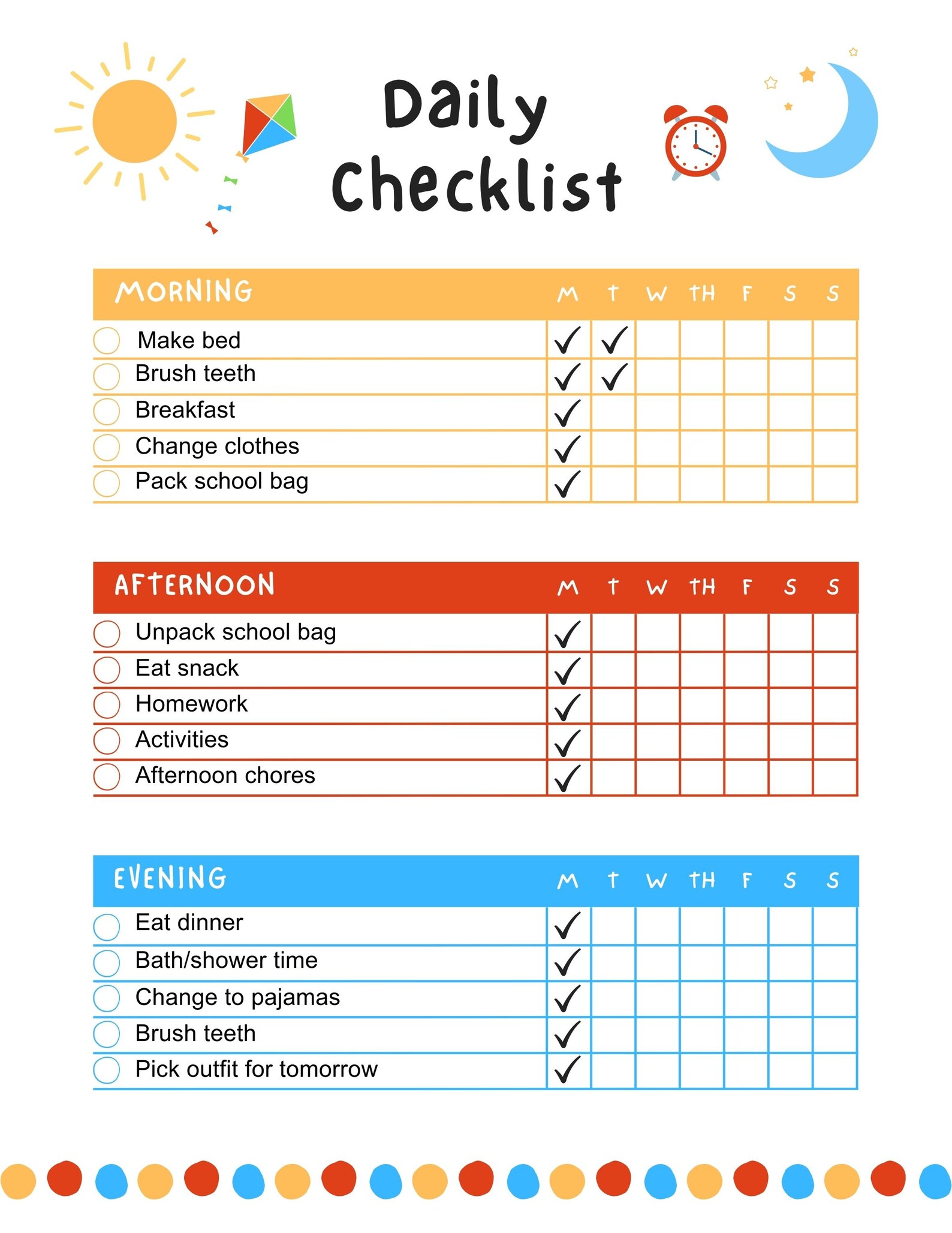 Kid's Daily Checklist | Editable School to Do List | Children's Planner ...
