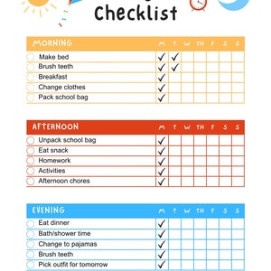 Kid's Daily Checklist | Editable School to Do List | Children's Planner ...