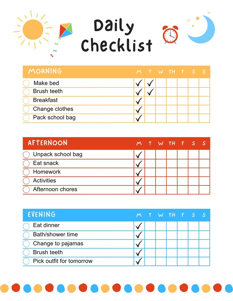Kid's Daily Checklist | Editable School to Do List | Children's Planner ...