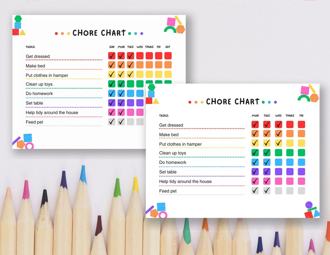 Kid's Daily Chore Chart | Routine Checklist | Chore Chart for Kids ...