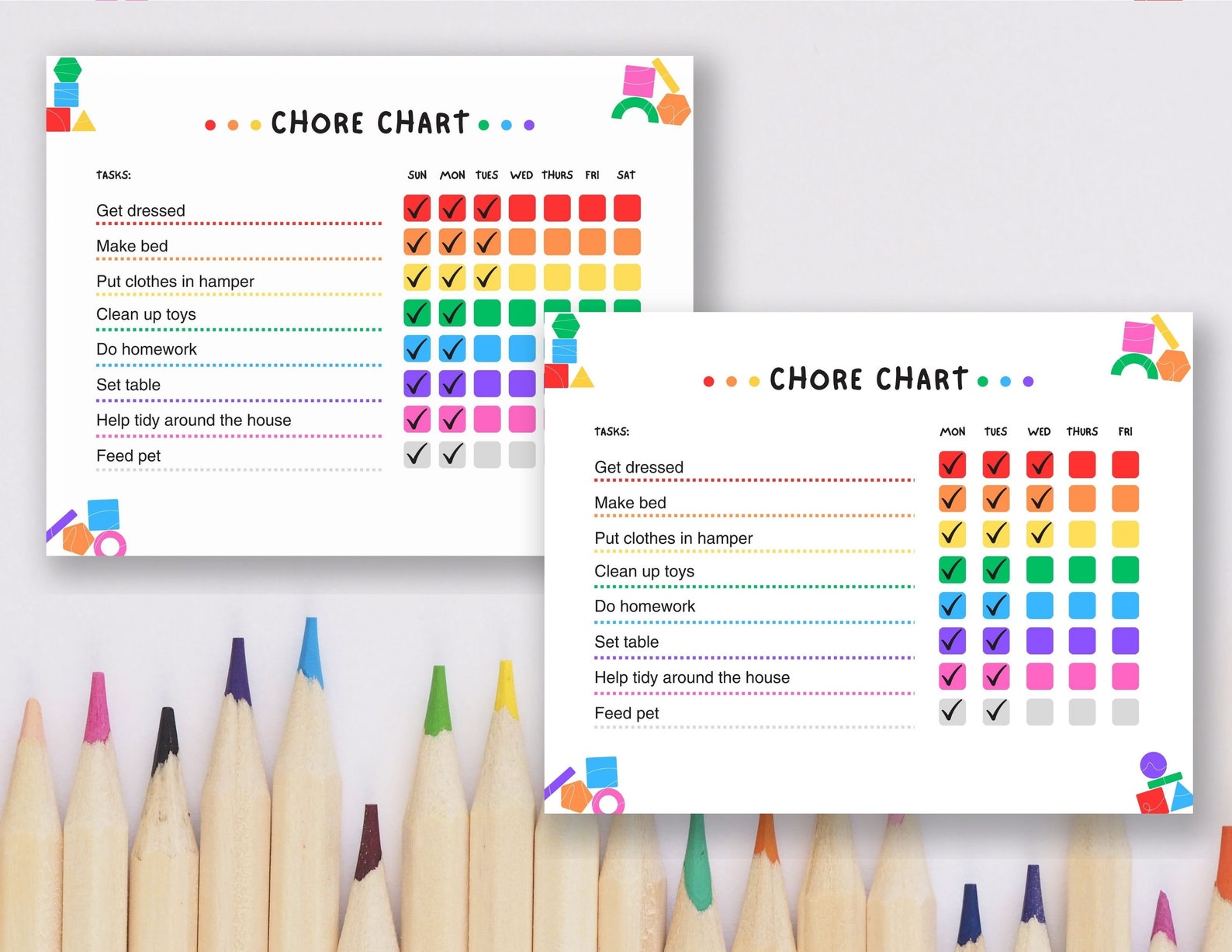 Kid's Daily Chore Chart Routine Checklist Chore Chart for Kids ...