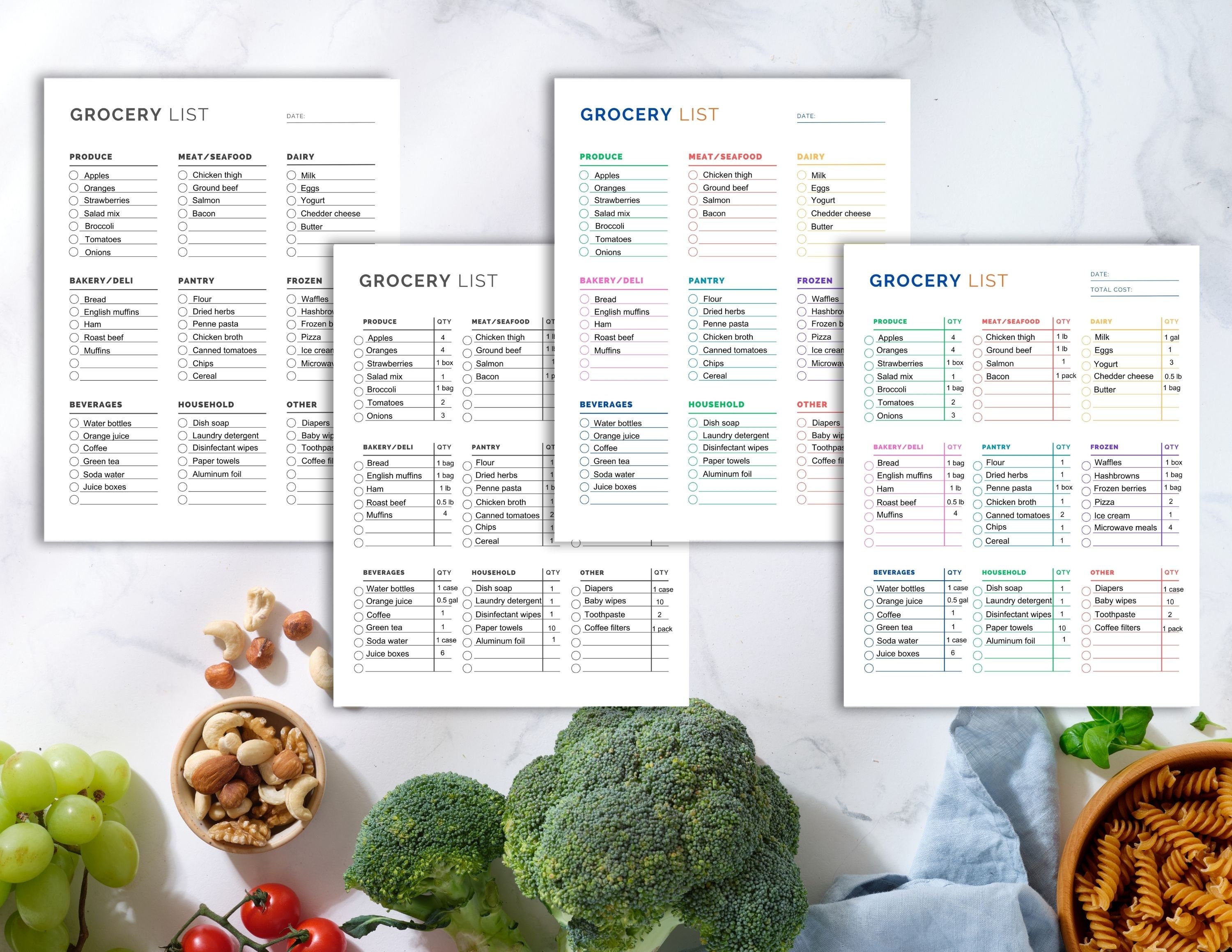 Grocery List Printable Template | Grocery Planner | Food Shopping List ...