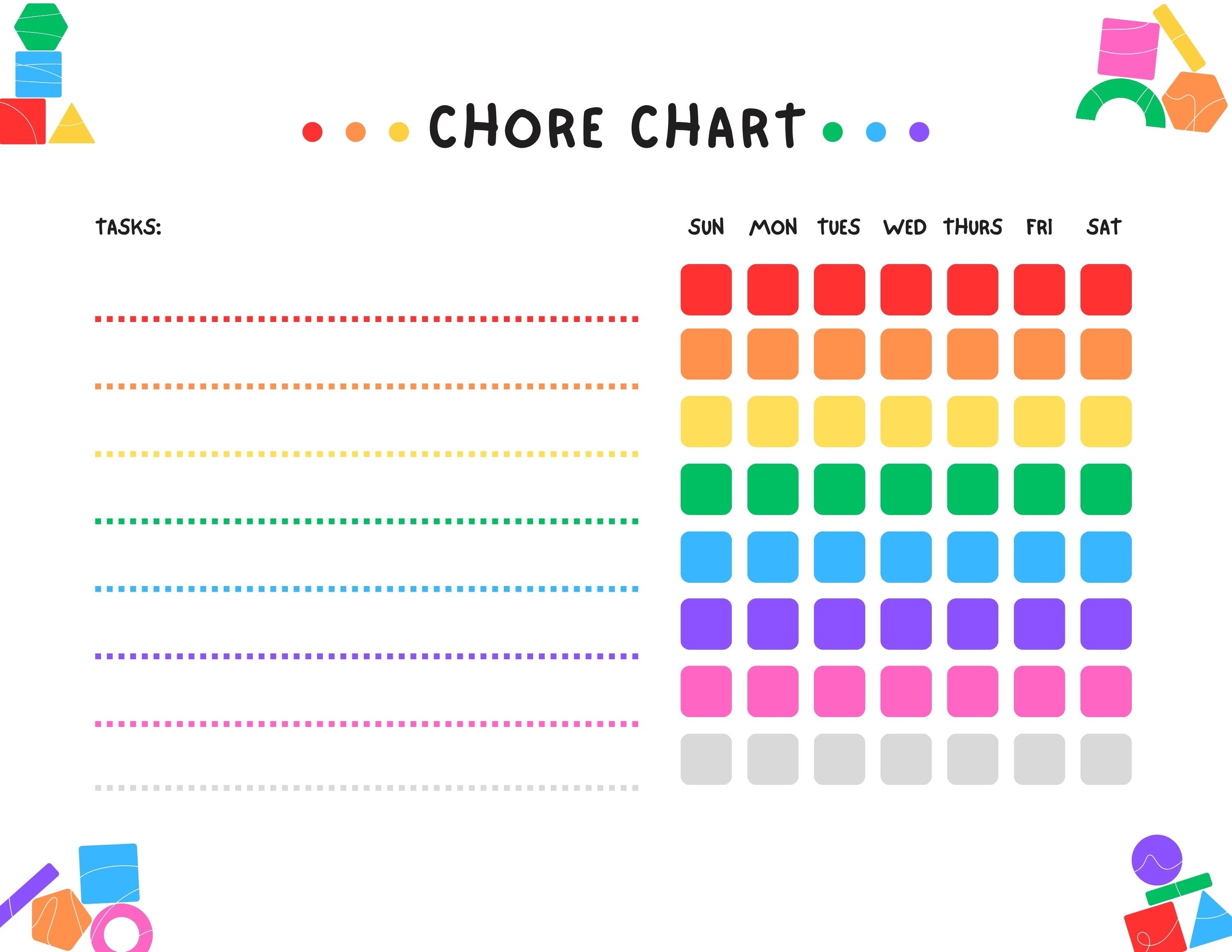 Kid's Daily Chore Chart | Routine Checklist | Chore Chart for Kids ...