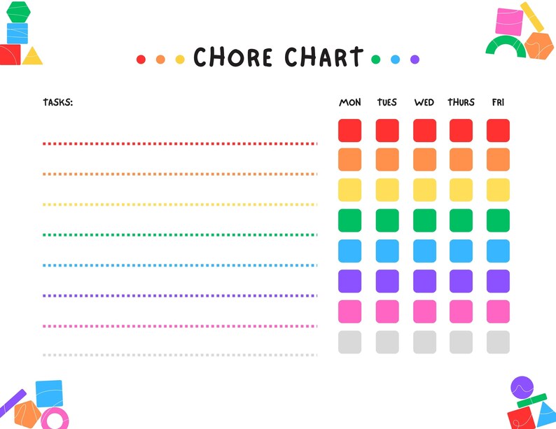 Kid's Daily Chore Chart | Routine Checklist | Chore Chart for Kids ...
