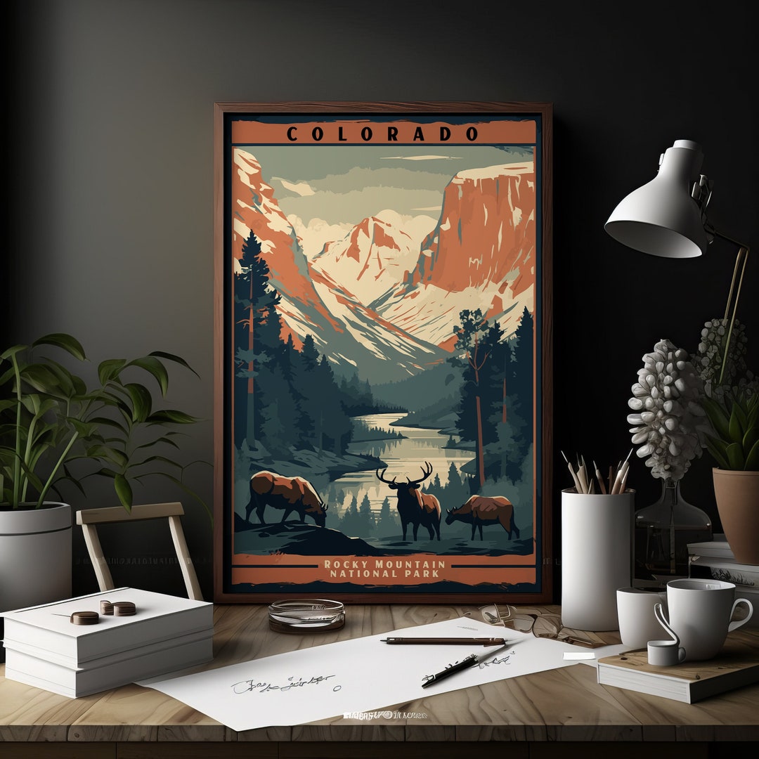 Rocky Mountain Travel Poster - Digital Download, National Park, Rocky ...