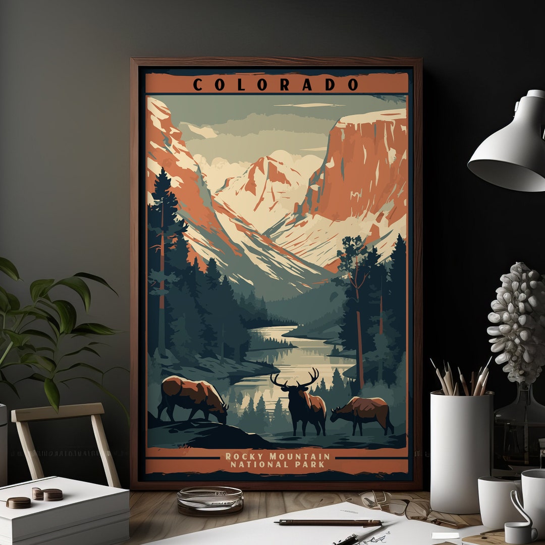 The Rocky Mountains in Colorado, Travel Poster, Explore the Outdoors ...