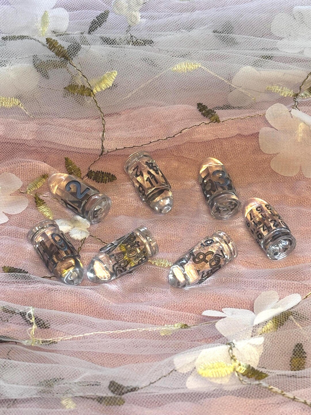 Handmade Bullet Shaped Dnd Dice, 7 Piece Set - Clear Resin With ...