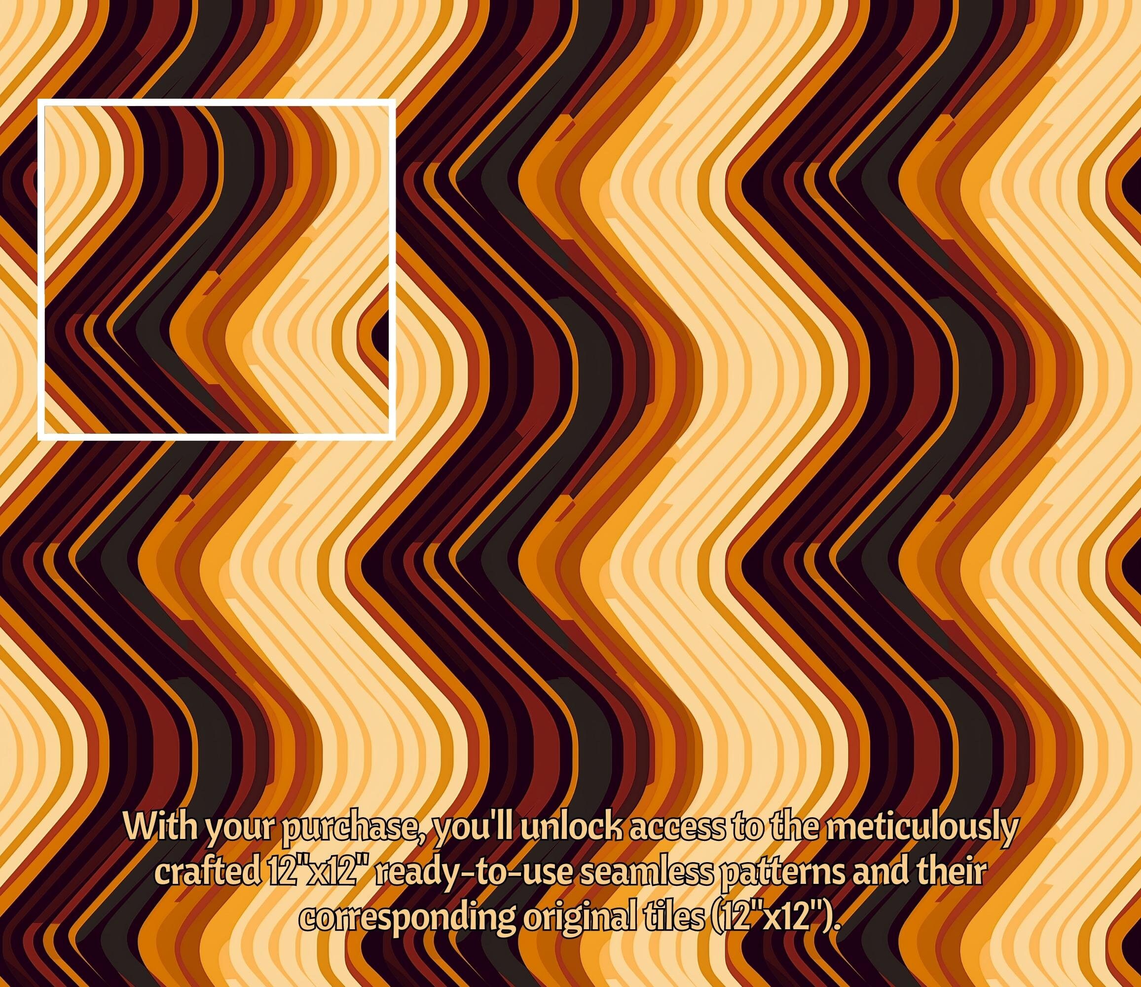 Retro Deco Striped Digital Papers Printable Zig Zag Wavy Mid - Etsy