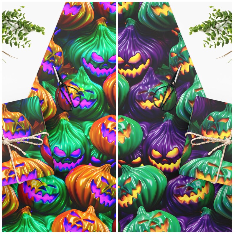 Seamless Jack O Lantern Patterns Printable Halloween Creepy Pumpkins ...