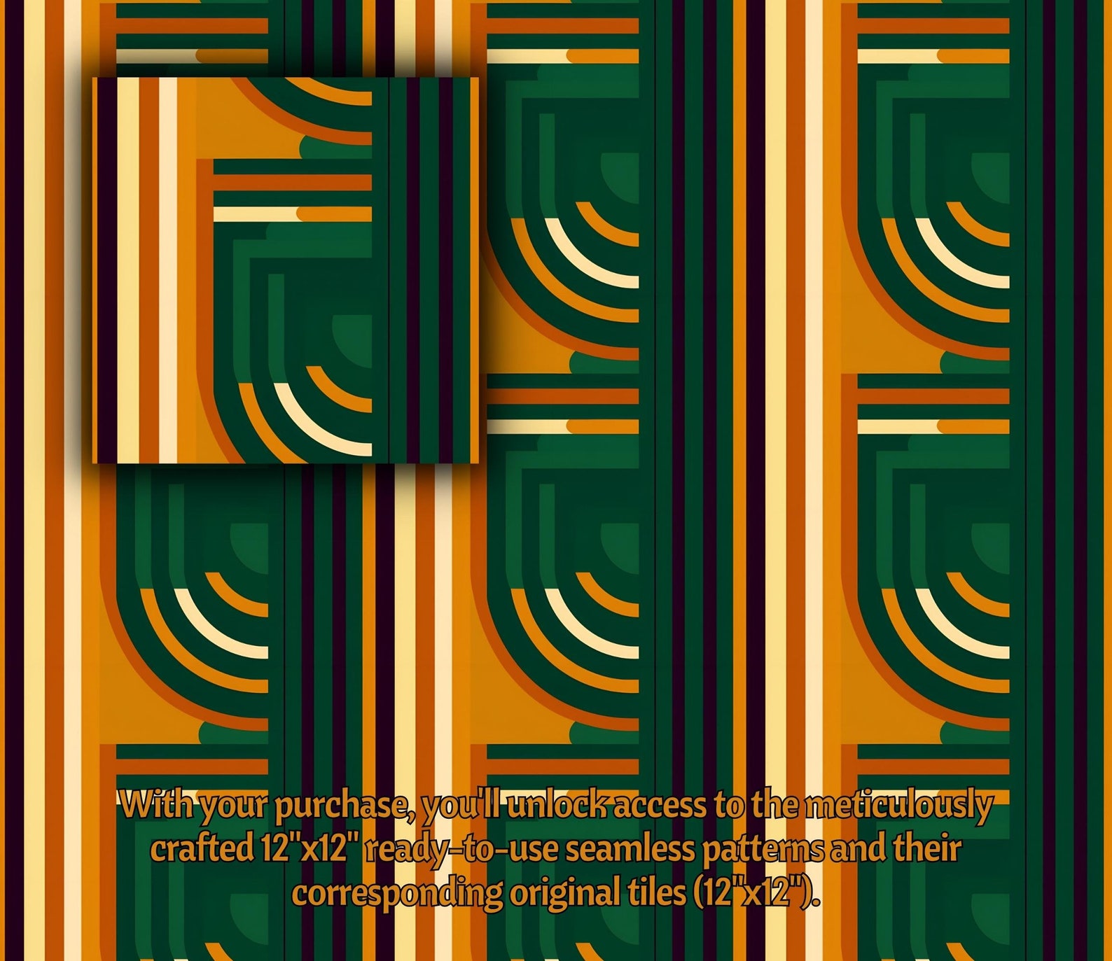 Green Retro Stripes Digital Papers Printable Geometric Striped Seamless ...