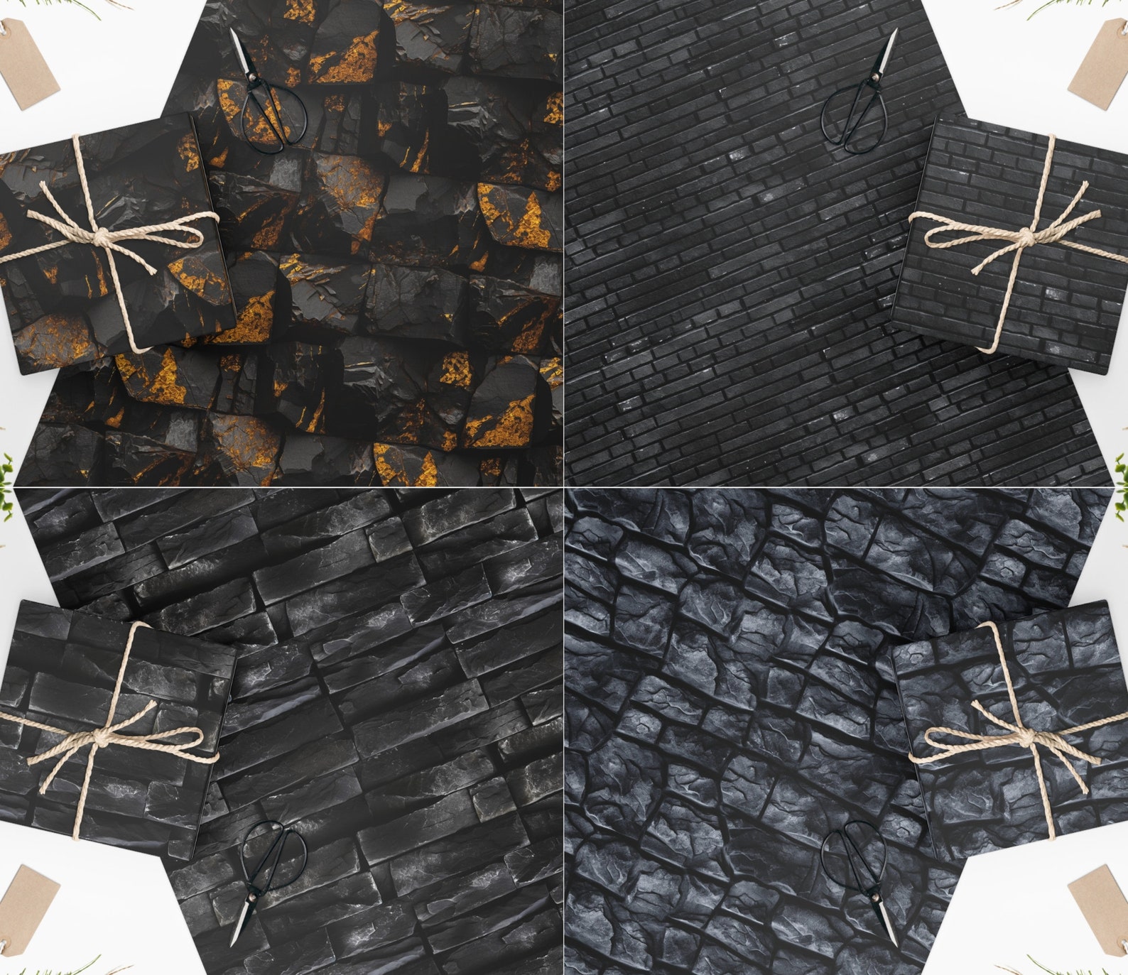 Dramatic Dark Stone / Brick DIGITAL Textures Pack - Black & Gray Gothic ...