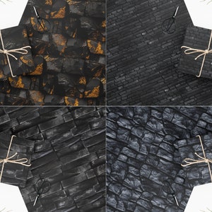 Dramatic Dark Stone / Brick DIGITAL Textures Pack - Black & Gray Gothic ...