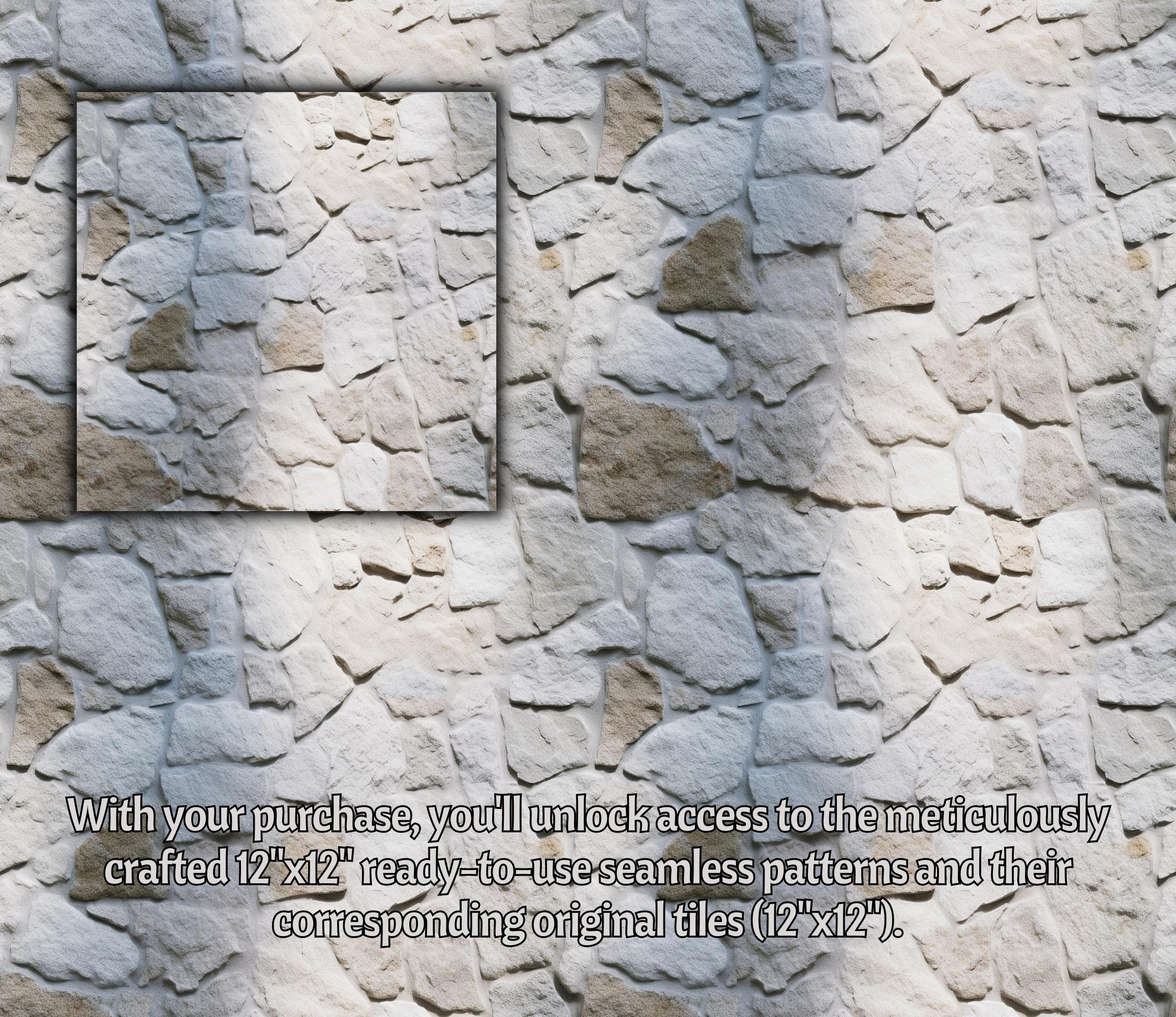 White Brick & Stone Wall Textures DIGITAL Papers Printable SEAMLESS ...