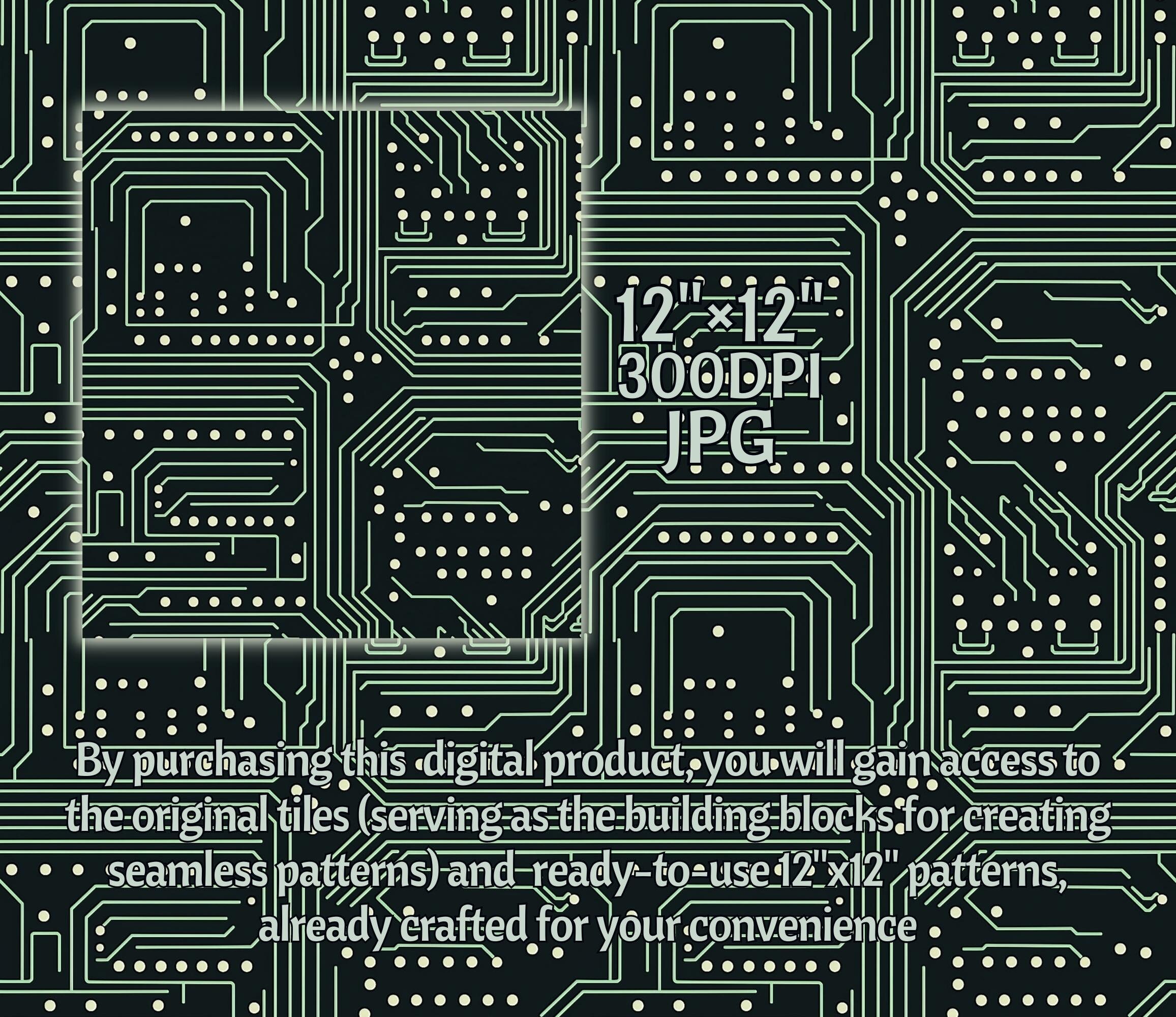 Dark Green Circuit Board SEAMLESS Patterns Printable Circuitry DIGITAL ...
