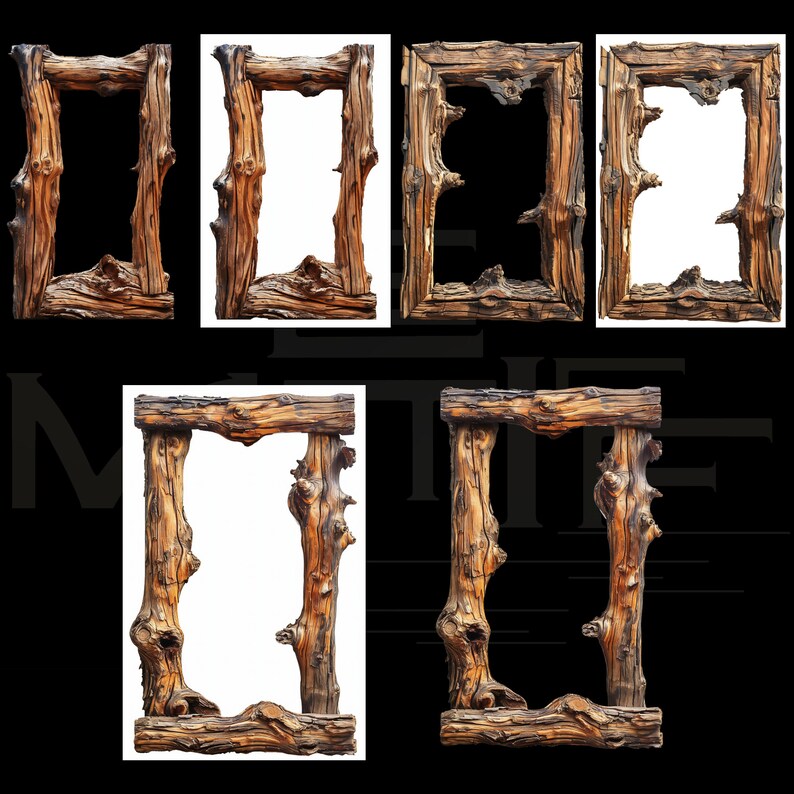 Weathered Wood Frames Clipart, Realistic Wooden Frames Junk Journal ...