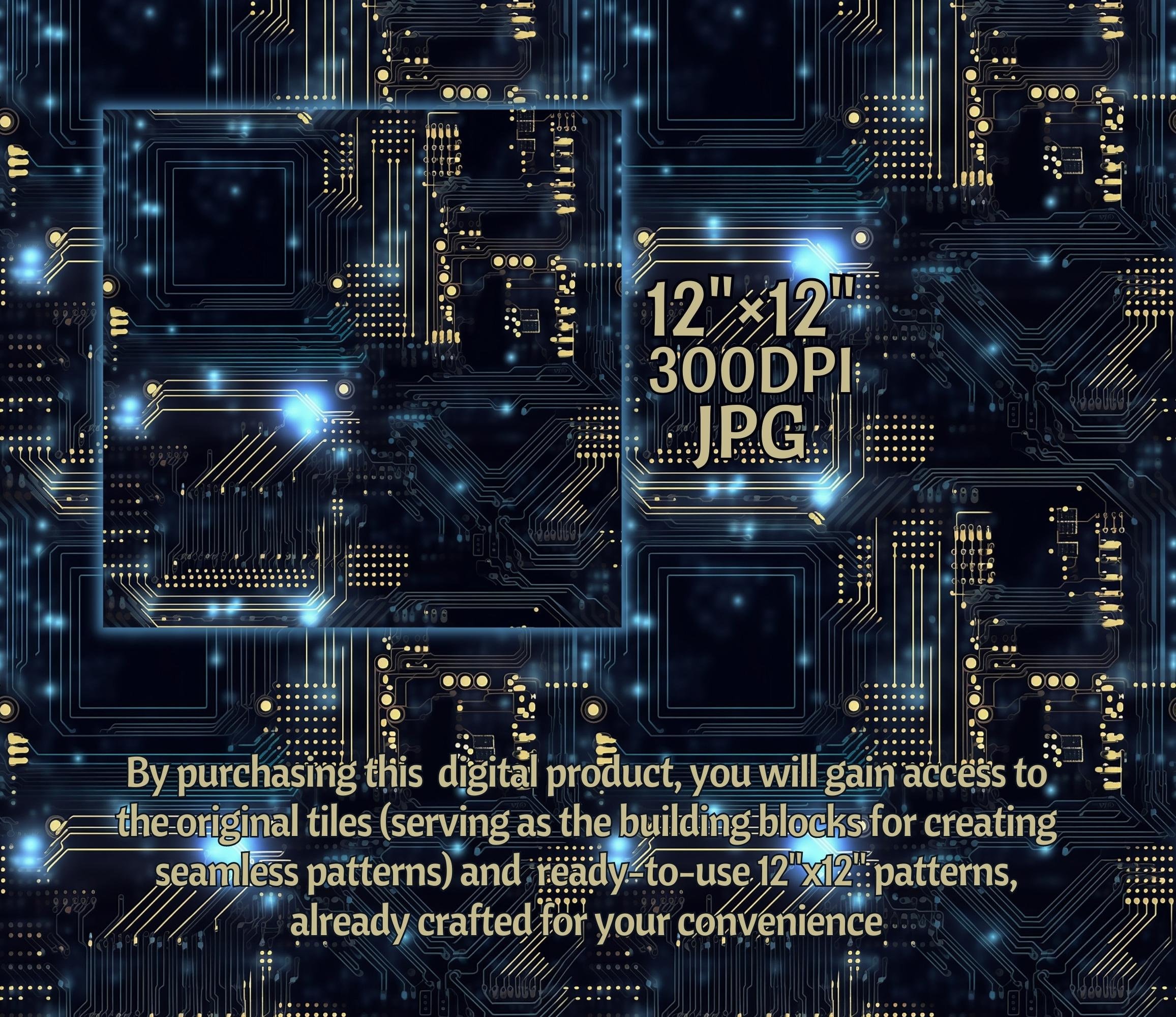 CPU Circuit Boards SEAMLESS Patterns LED Microchip Digital Papers Tech ...