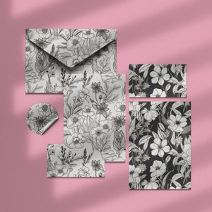 Black & White Floral DIGITAL Papers Printable Grayscale Flowers ...
