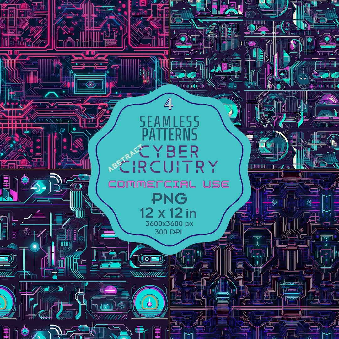 Cyber Abstract Circuitry DIGITAL Papers Printable Circuit Board ...