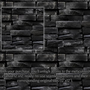 Dramatic Dark Stone / Brick DIGITAL Textures Pack - Black & Gray Gothic ...