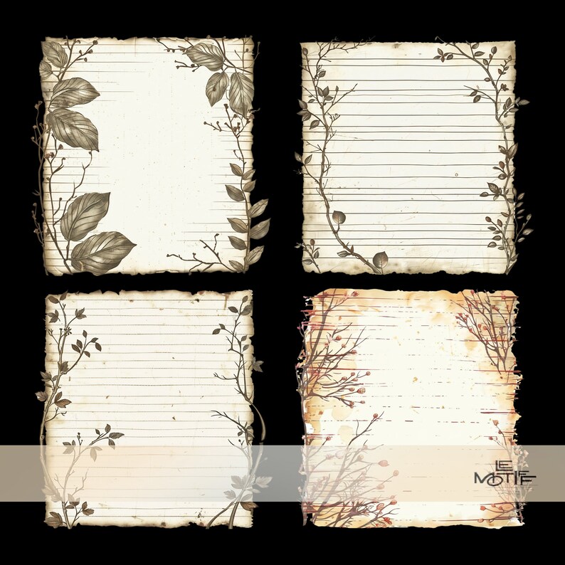 Aged Paper Notes Clipart, Shabby Chic Stationery (digital Download) - Etsy