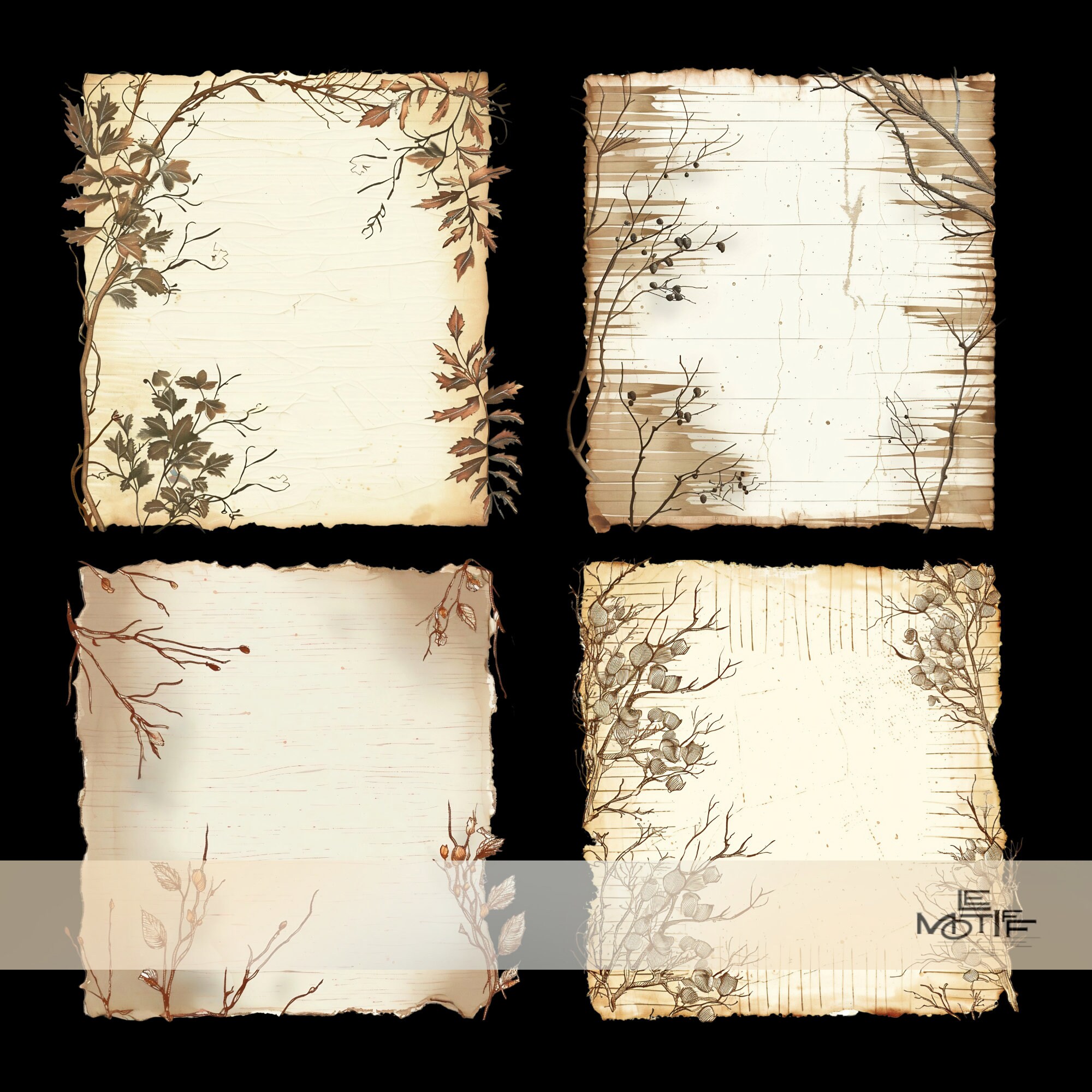 CLIPART Aged Paper Notes, DIGITAL Shabby Lined Notes Pages, Branches ...