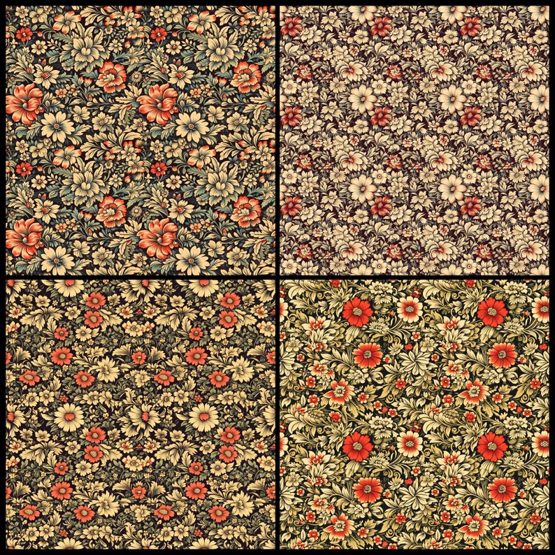 Vintage Floral Digital Papers Printable Victorian Flowers Seamless ...