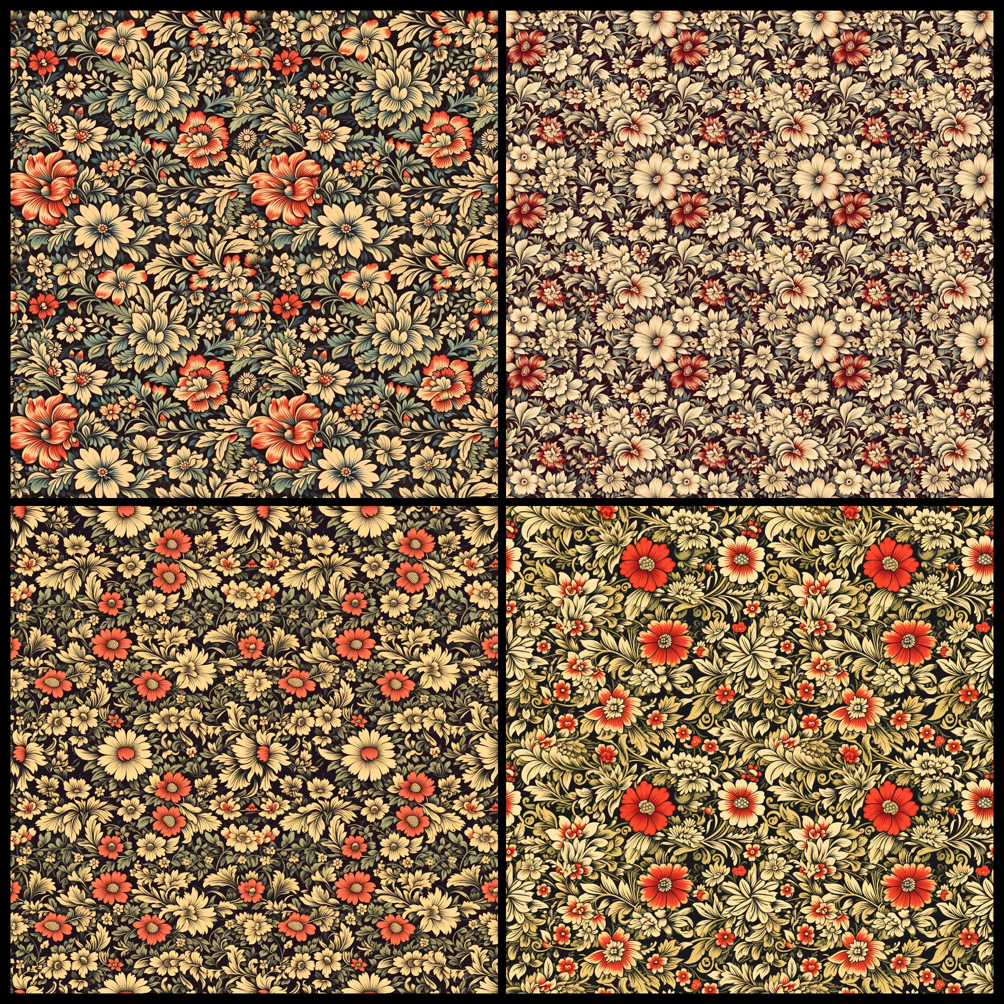 Vintage Floral Digital Papers Printable Victorian Flowers Seamless ...