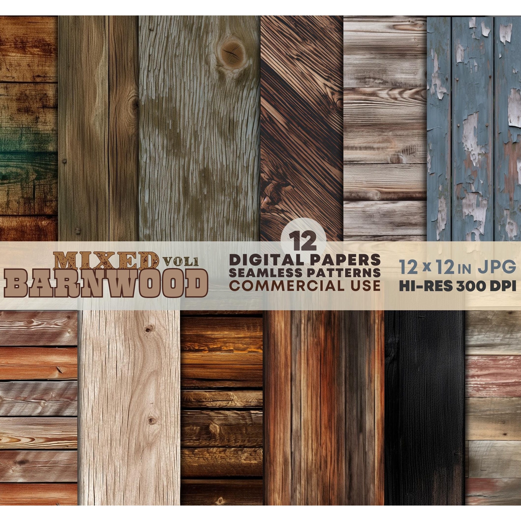 Rustic Barn Wood Seamless Pattern, Shabby Chic Wood Grains (digital ...
