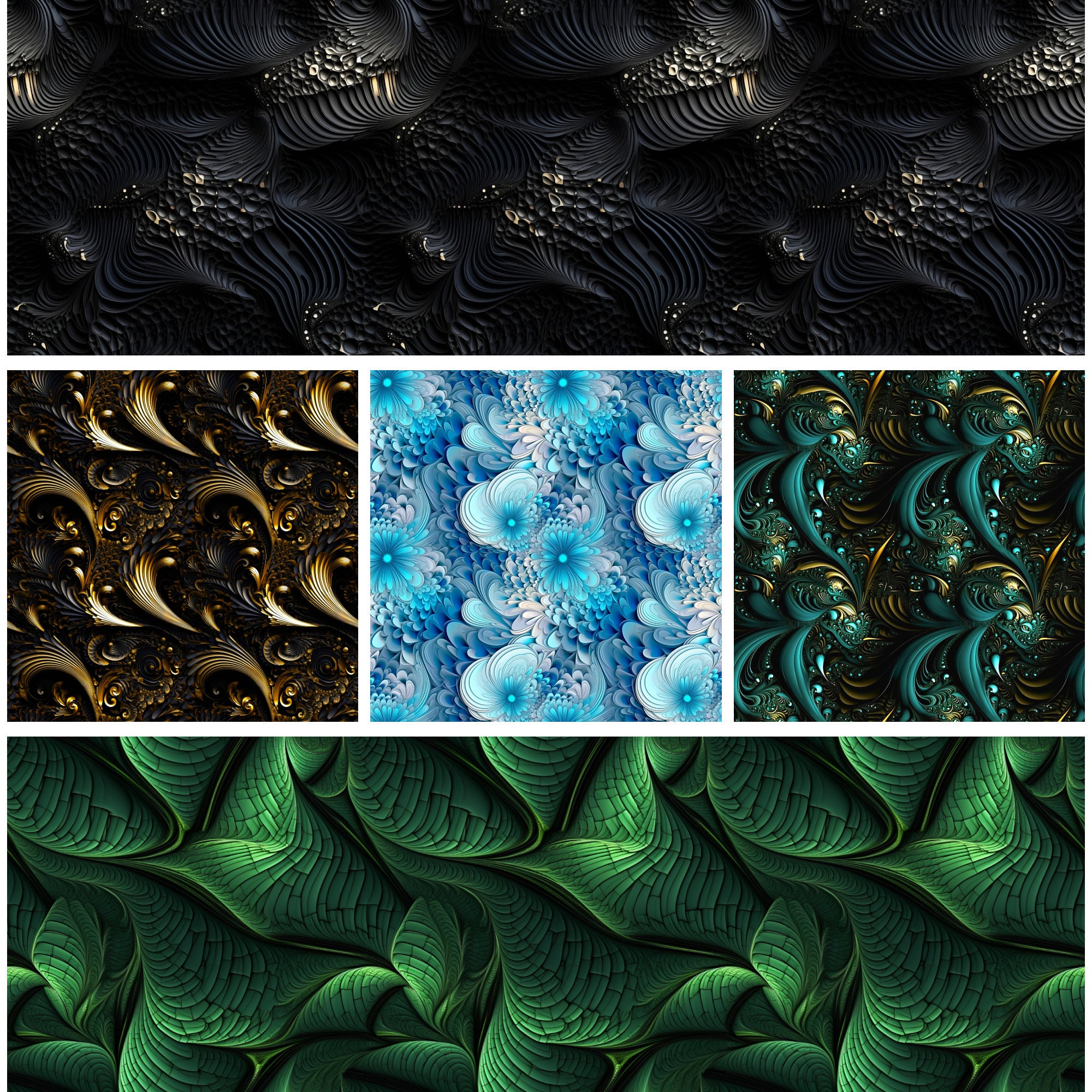 Embossed Fractals Digital Papers JPG Printable 3D Seamless Fractal ...
