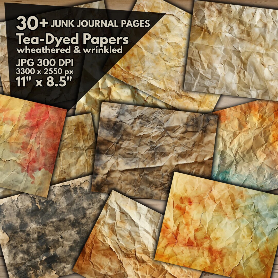 Tea-dyed Weathered Wrinkled PRINTABLE Papers | Aged Stained Textured ...