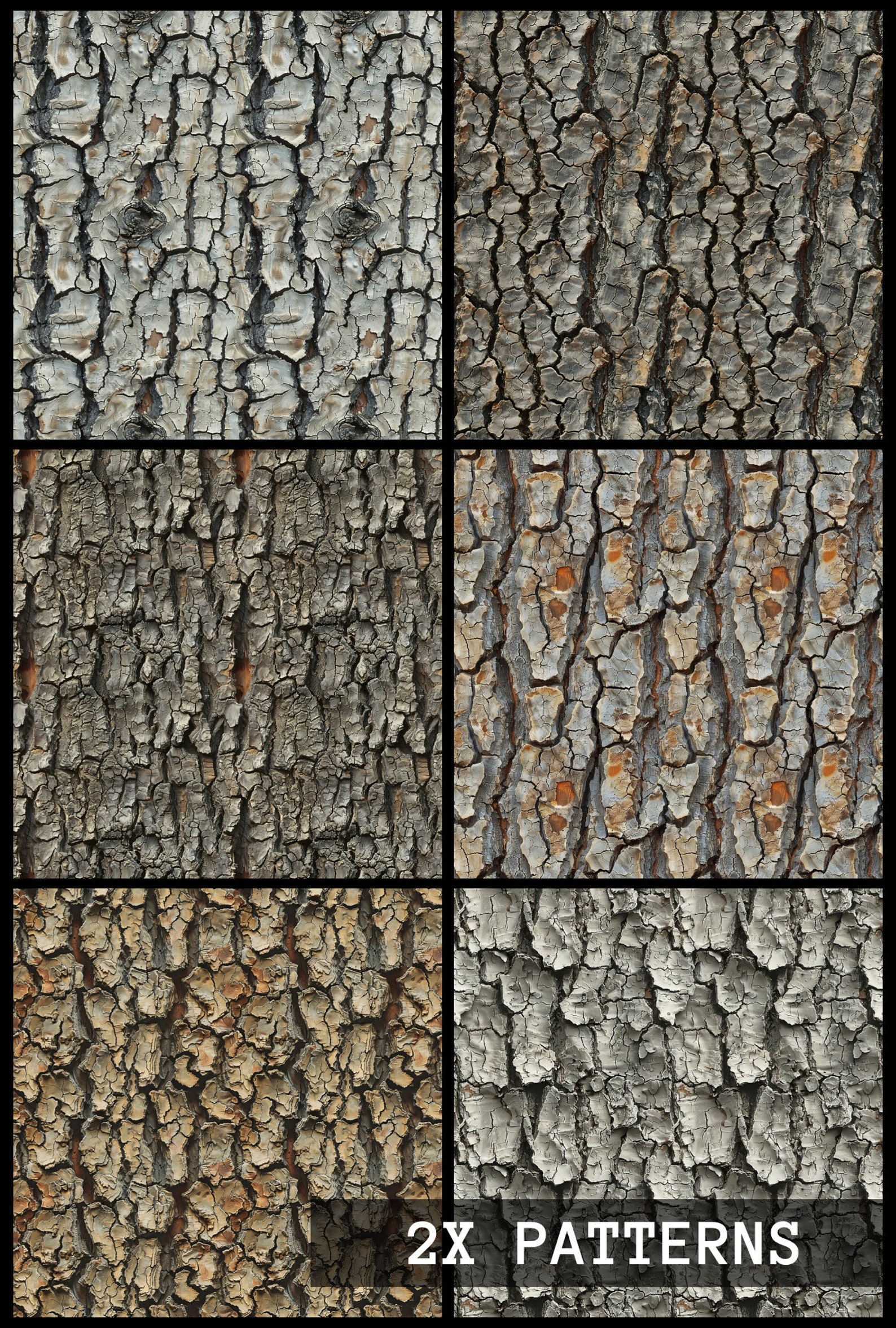 SEAMLESS Tree Bark Textures, Rustic Wooden DIGITAL Papers Pack ...