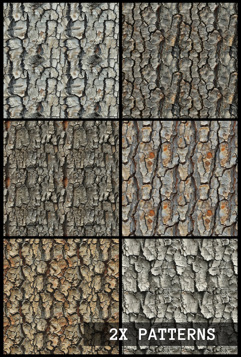 SEAMLESS Tree Bark Textures, Rustic Wooden DIGITAL Papers Pack ...