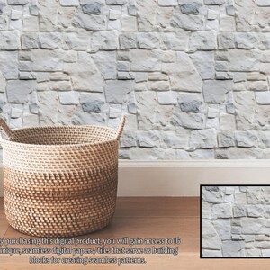 Brick & Stone Wall Textures DIGITAL Papers Printable Black White Walls ...