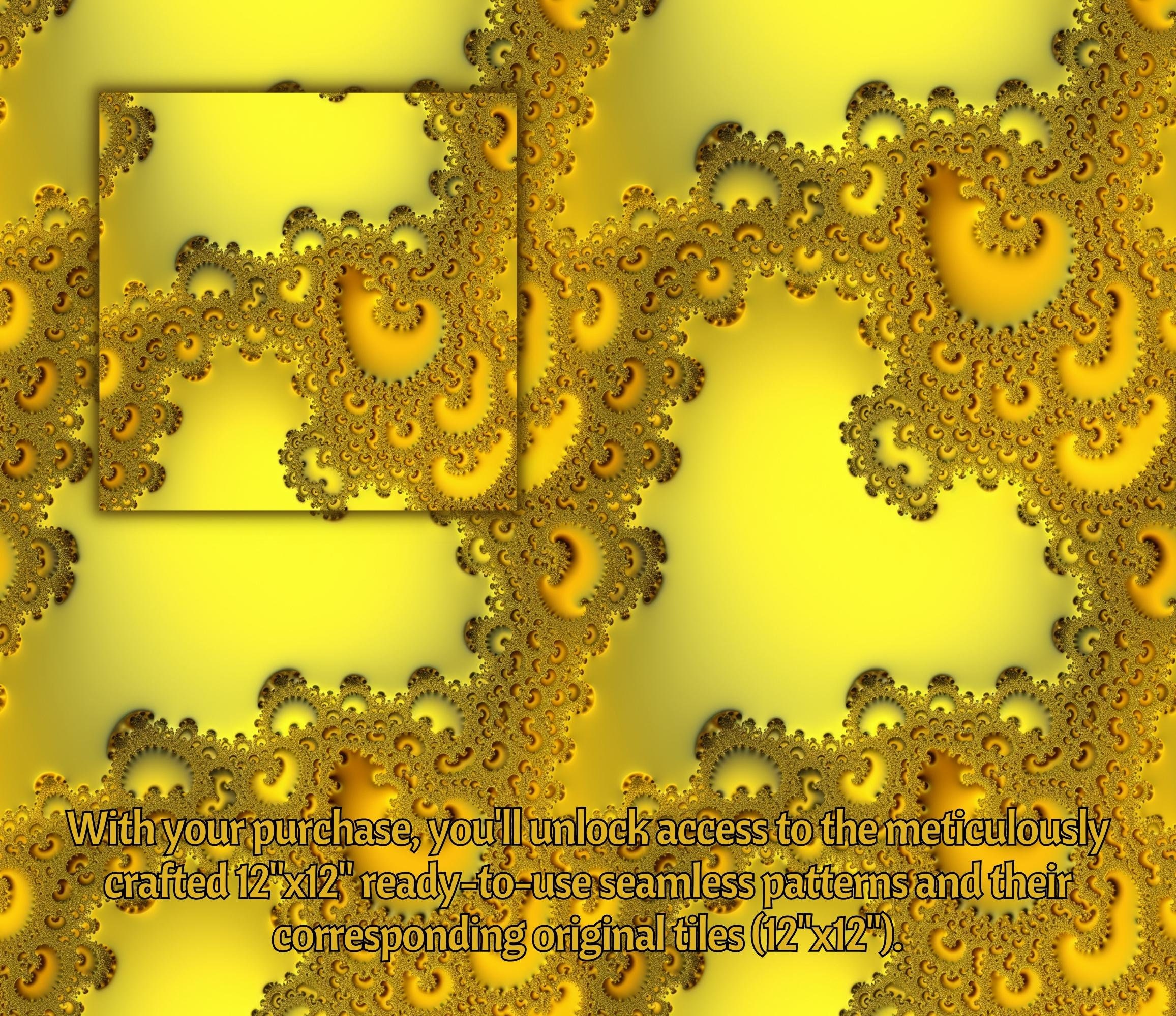 Yellow Fractals DIGITAL Papers Printable Fractal SEAMLESS Patterns ...